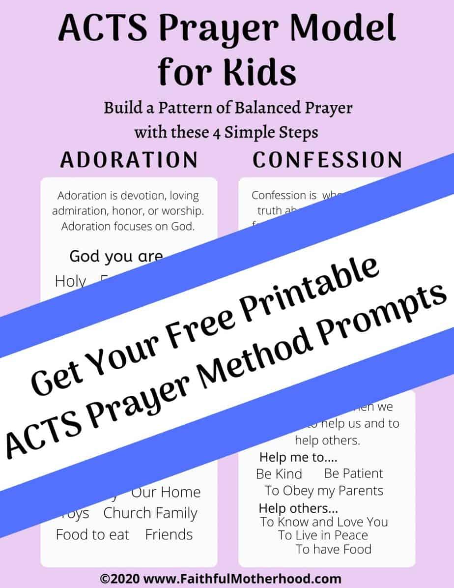 Simple 4 Step ACTS Prayer Method for Kids [Free Printable] - Faithful ...