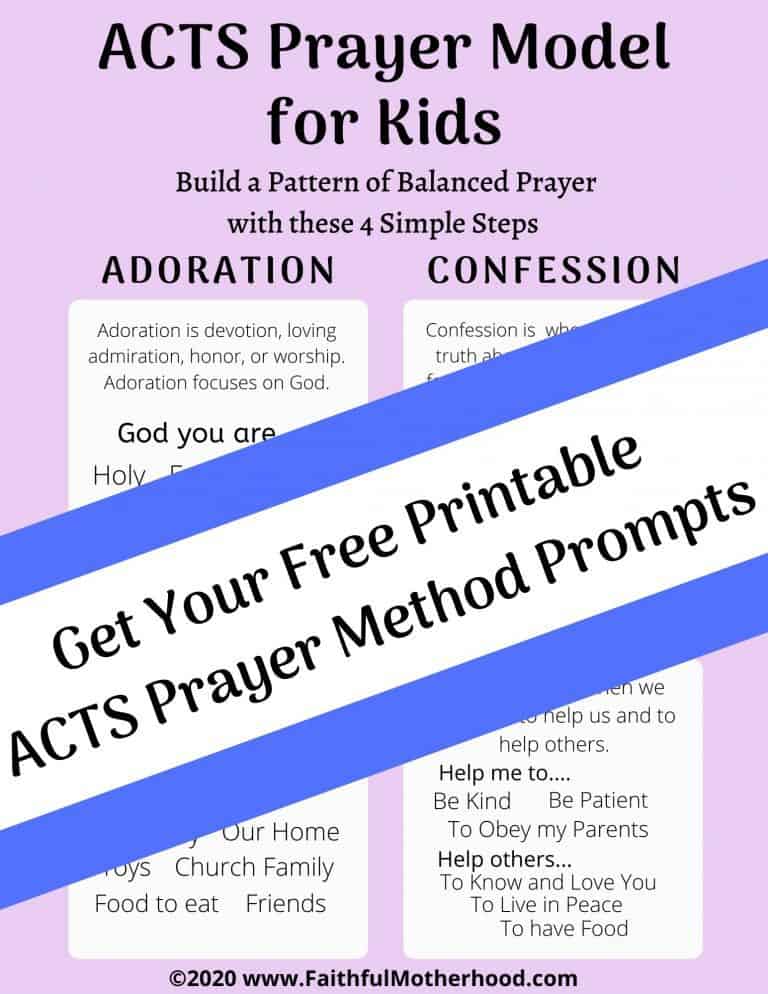 Simple 4 Step ACTS Prayer Method for Kids [Free Printable] - Faithful ...