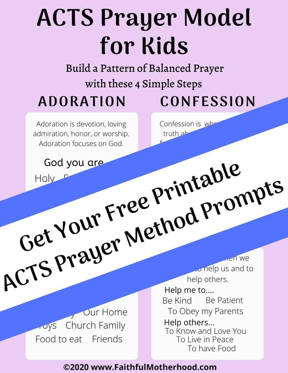 Simple 4 Step ACTS Prayer Method for Kids [Free Printable] - Faithful ...